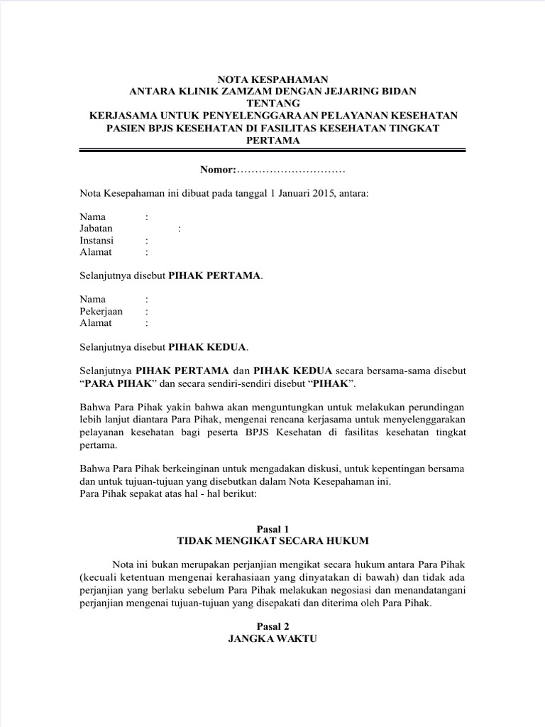 Dokumen - Tips - Mou Klinik Dengan Bidan Jejaring | PDF | Politik | Hukum