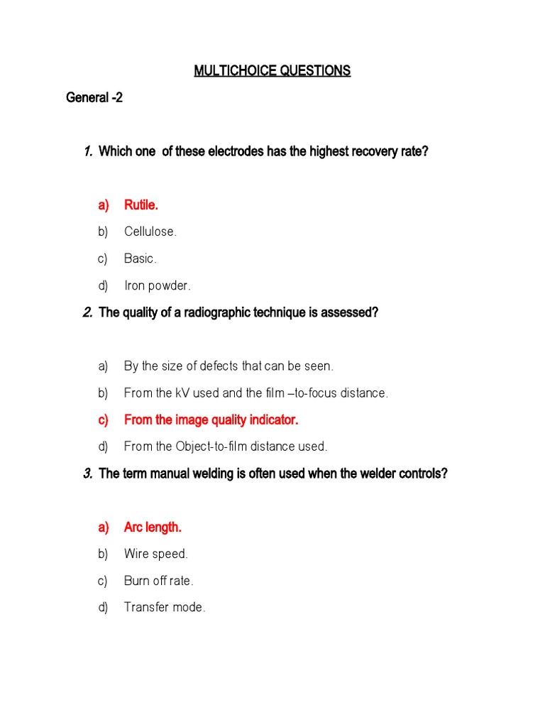 Practice 2 - Questions - CSWIP | Download Free PDF | Construction | Welding