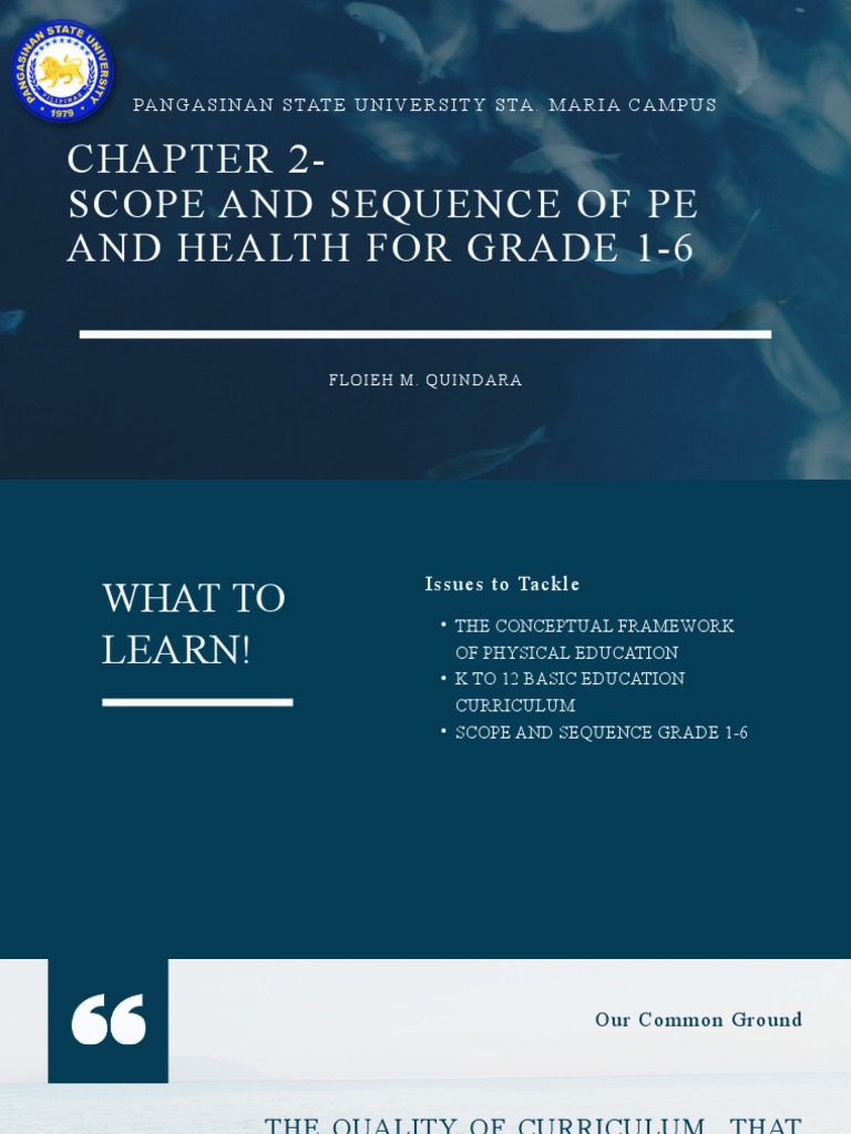 Chapter 2 - Scope and Sequence of Pe and Health For Grade 1-6 | PDF ...