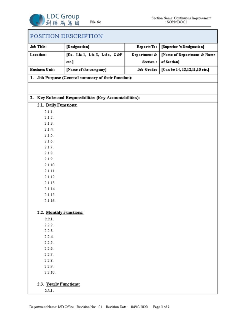 JD Making Standard Format | PDF