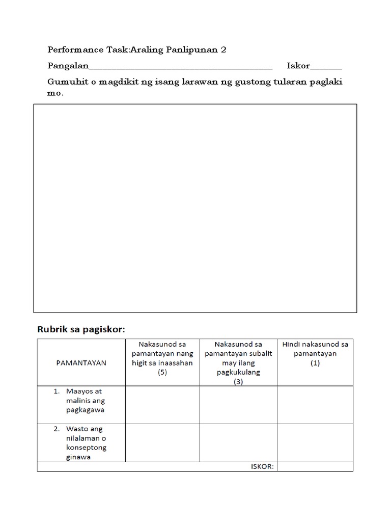 PERFORMANCE TASK ARALING PANLIPUNAN Q3 - Week 8 | PDF