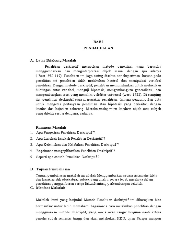 Pengertian Metode Deskriptif Penelitian | PDF