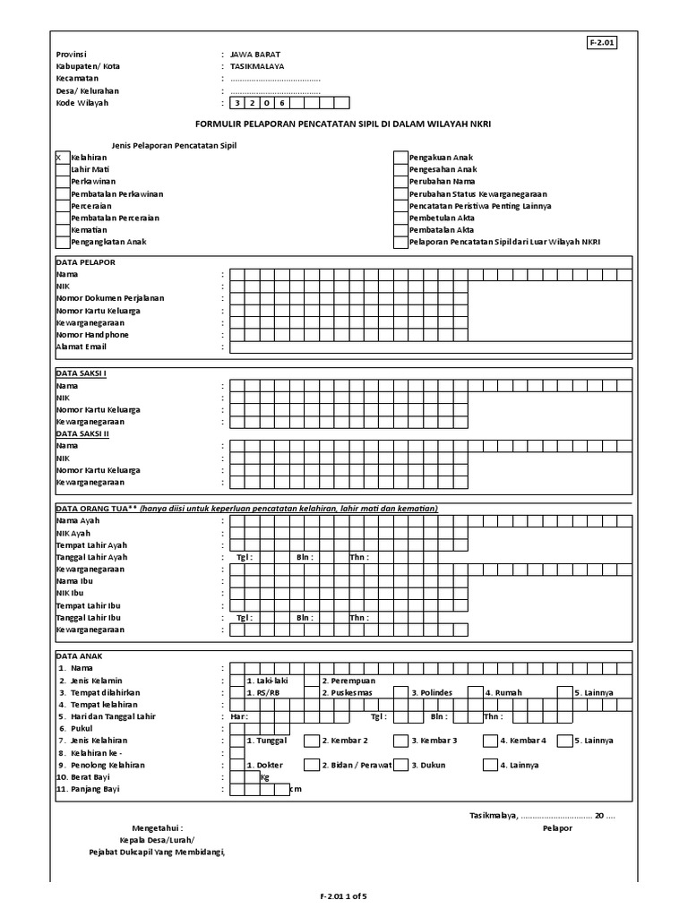 Formulir Akta Lahir Ibi | PDF