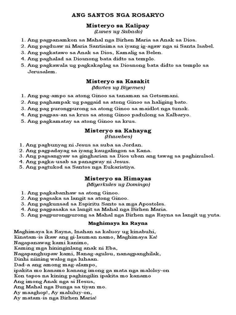 Ang Santos Nga Rosaryo | PDF