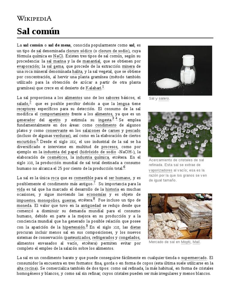 Sal Común | PDF | sal | Sal (química)