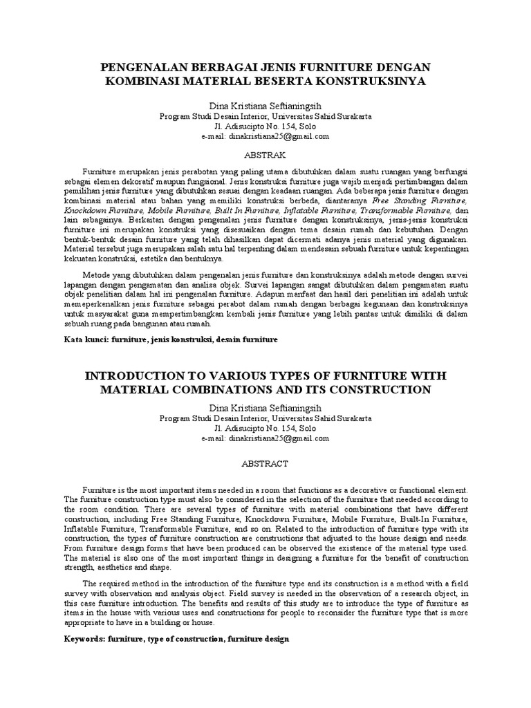 Admin, Journal Manager, JURNAL PENGENALAN BERBAGAI JENIS FURNITURE DENGAN KOMBINASI MATERIAL ...