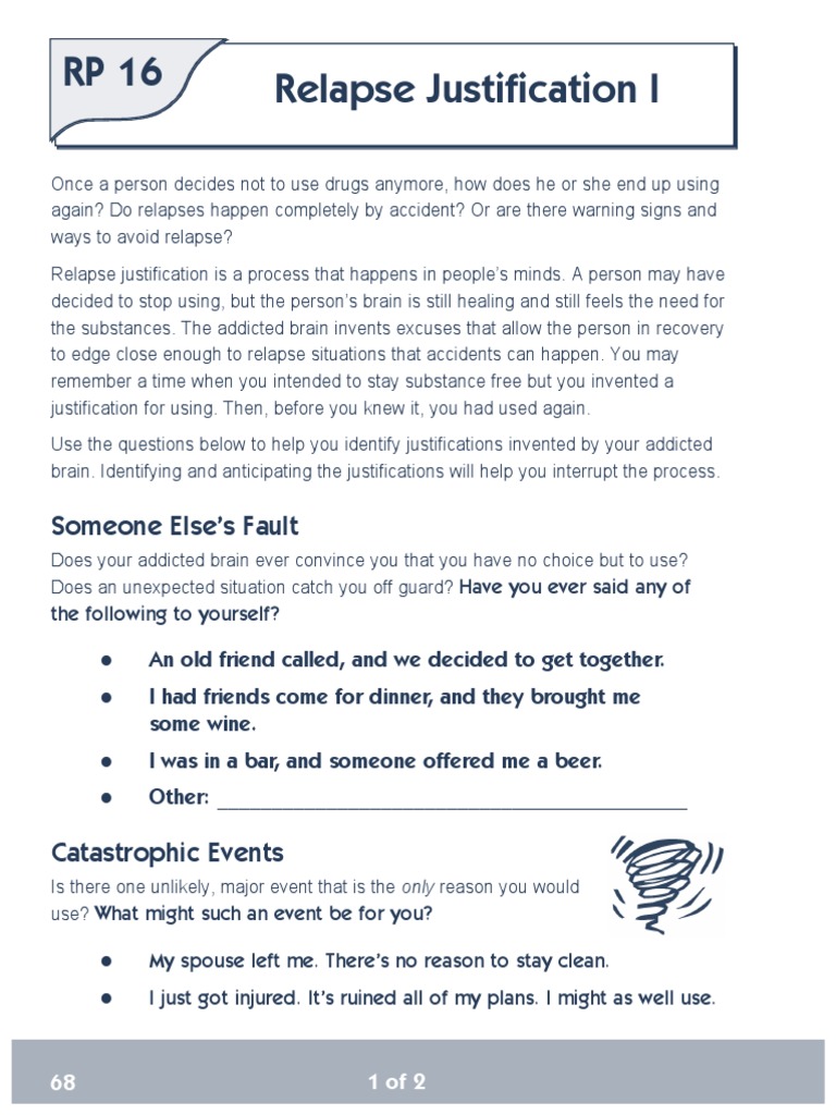 Relapse Justifications - Matrix Relapse Prevention | PDF | Relapse ...