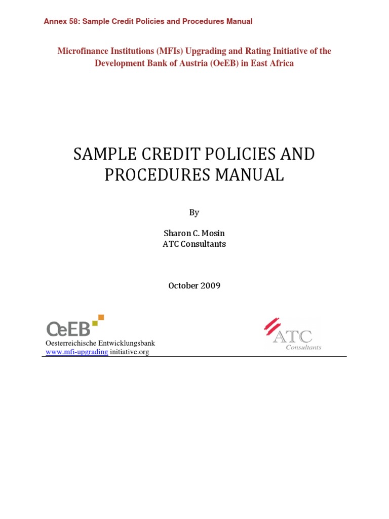 Sample Credit Policies and Procedures Manual | PDF | Loans | Credit