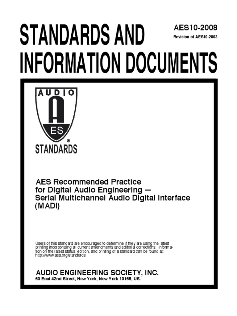 Aes10-2008 Madi | PDF | Bit Rate | Electronics