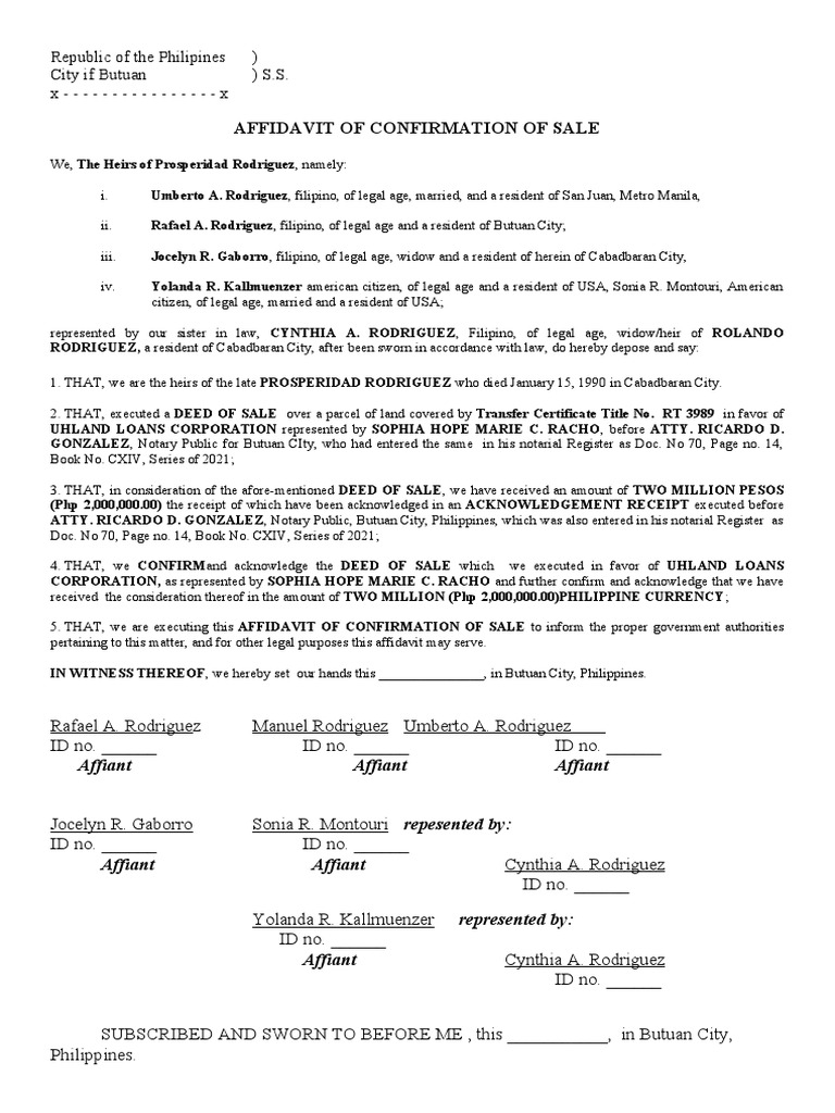 Affidavit of Conformity | PDF | Affidavit | Legal Procedure