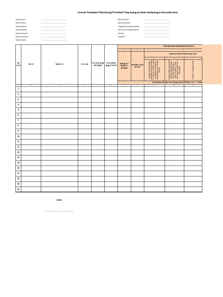 FORMULIR UPDATE DATA STBM PILAR 1 DAN 2 2023 | PDF