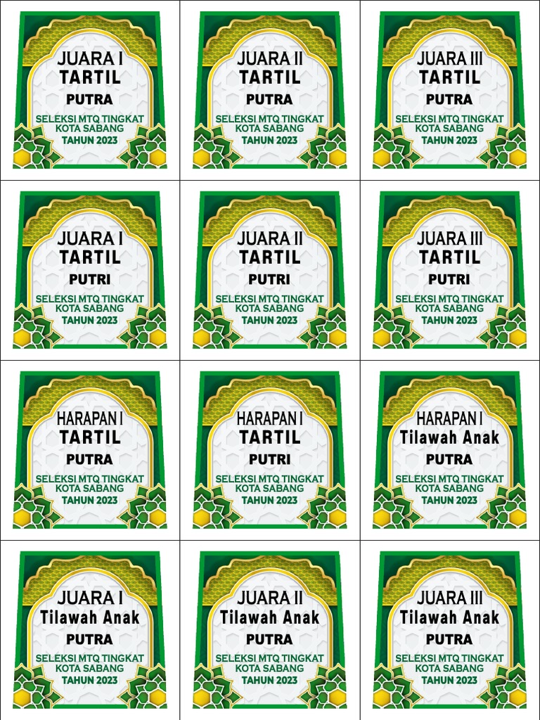 Stiker Piala Lomba Agama New Green Hijau PDF | PDF