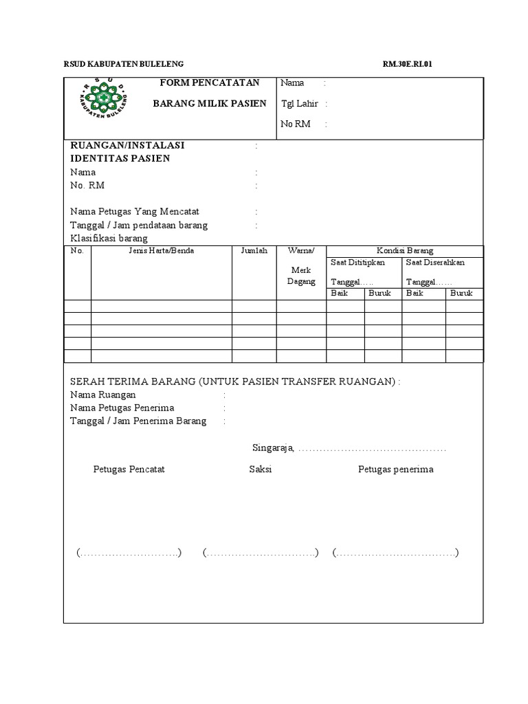 Form Serah Terima Barang | PDF