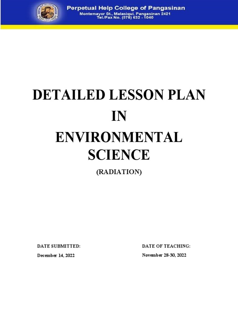 Detailed Lesson Plan Radiation | PDF | Electromagnetic Radiation ...