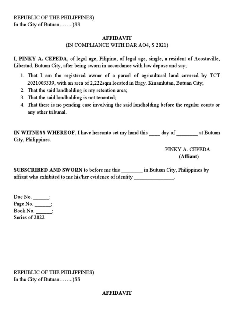 Dar Affidavit | PDF Dar Affidavit | PDF