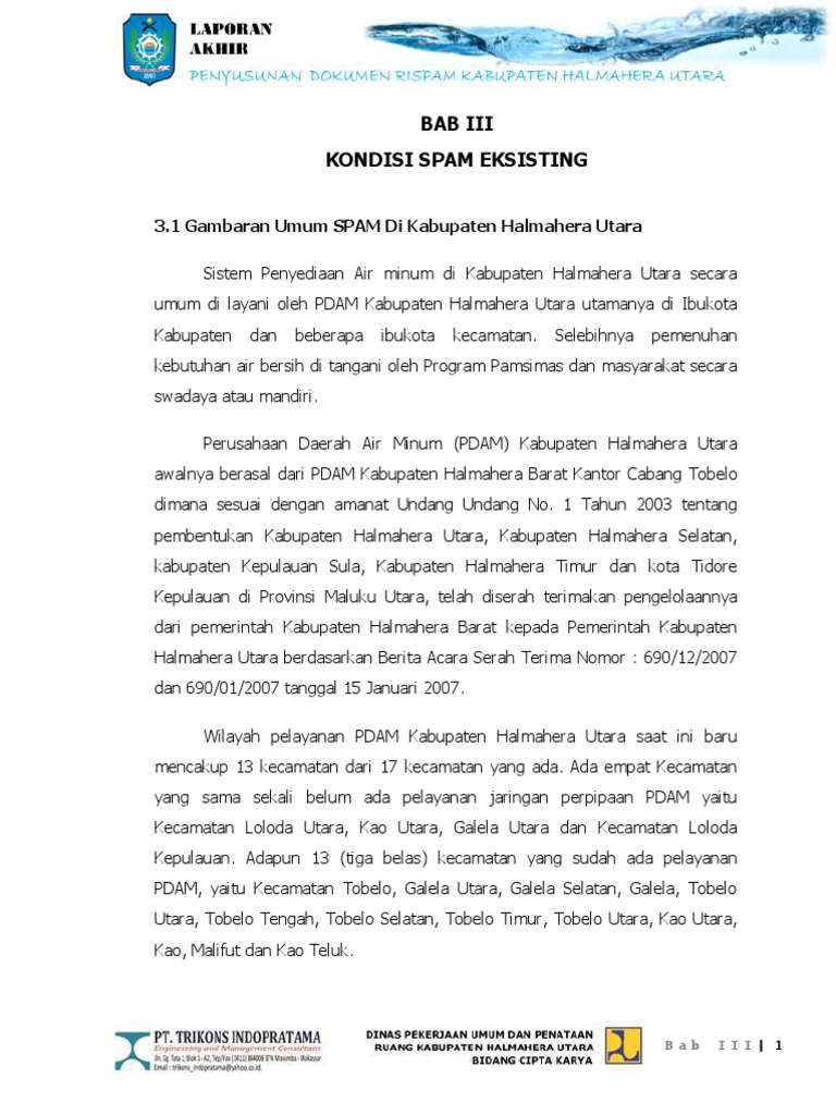 Bab 3 Kondisi Spam Eksisting Kab. Halut | PDF