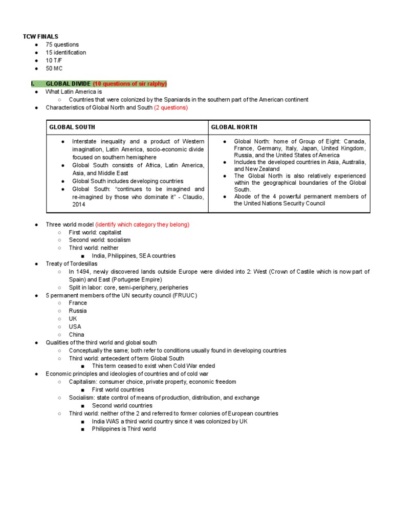 Tcw Finals Pdf Globalization Asia
