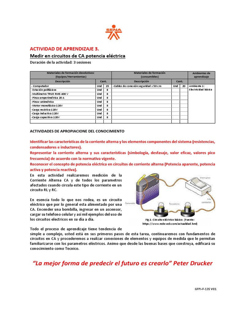 Actividad 3 Medir CA PDF | PDF | Energia electrica | Impedancia eléctrica