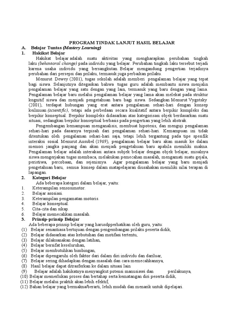 Tindak Lanjut Hasil Penilaian | PDF | Karier & Perkembangan