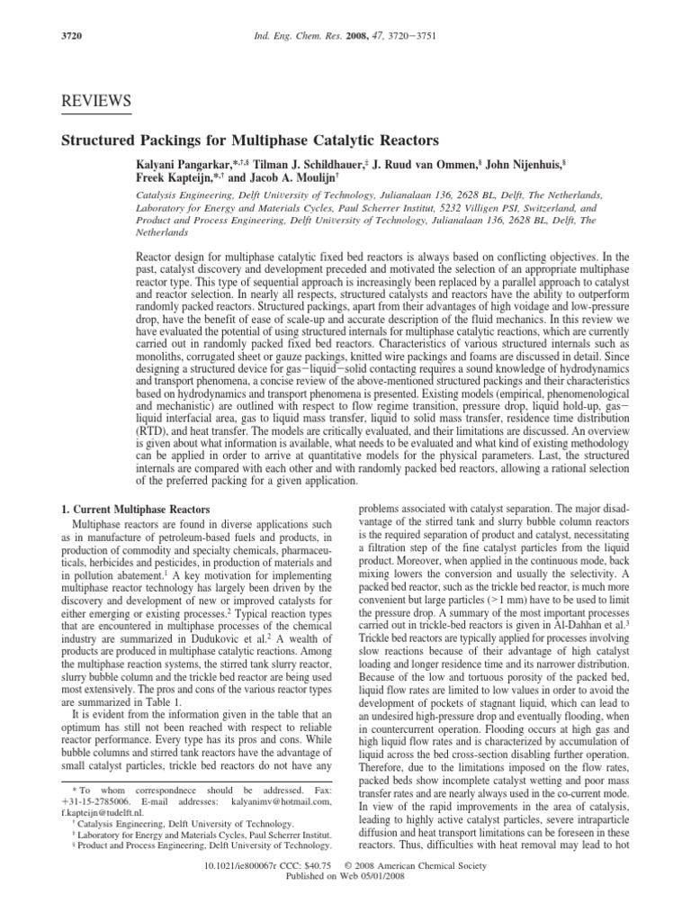 Lectura 4. Structured Packings For Multiphase Catalytic Reactors | PDF ...