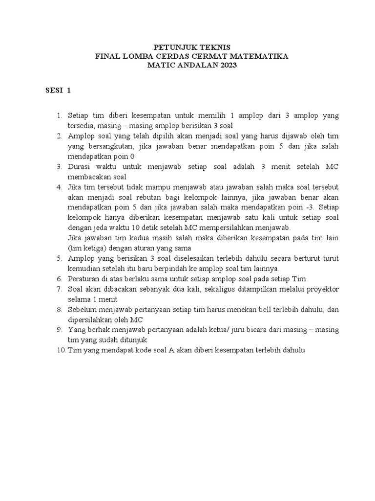 Juknis LCC Matematika | PDF