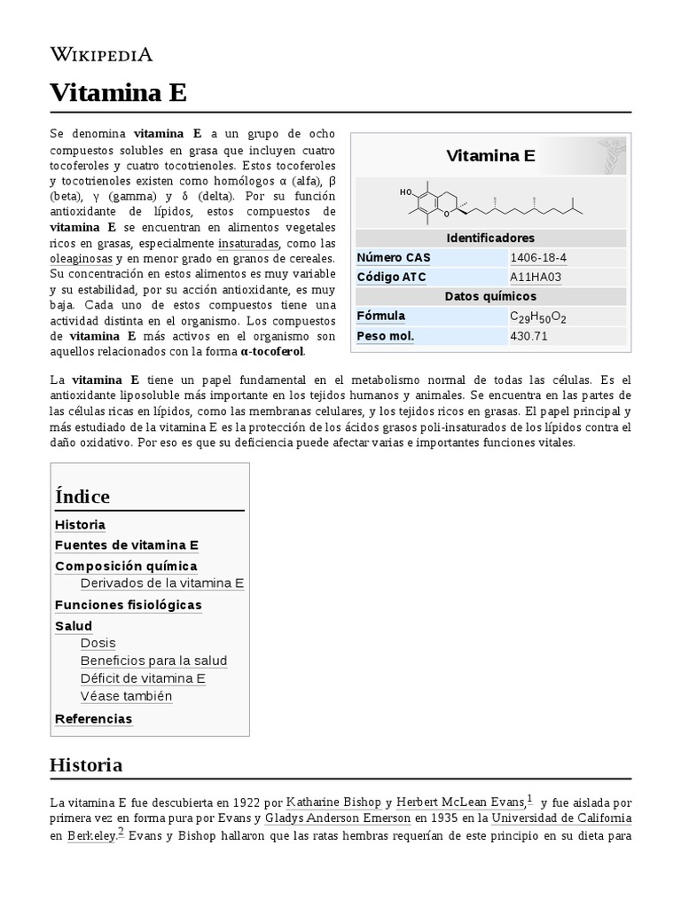 Vitamina E PDF | PDF | Vitamina e | Comida y bebida