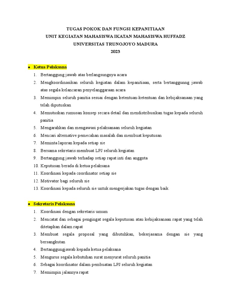 Fungsi dan Struktur Organisasi Kepanitiaan Acara Mahasiswa | PDF Fungsi dan Struktur Organisasi Kepanitiaan Acara Mahasiswa | PDF