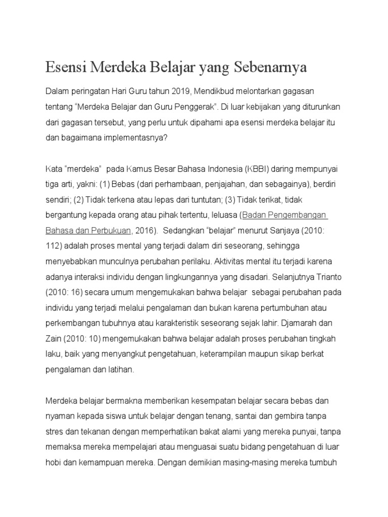 Esensi Merdeka Belajar di Pendidikan | PDF