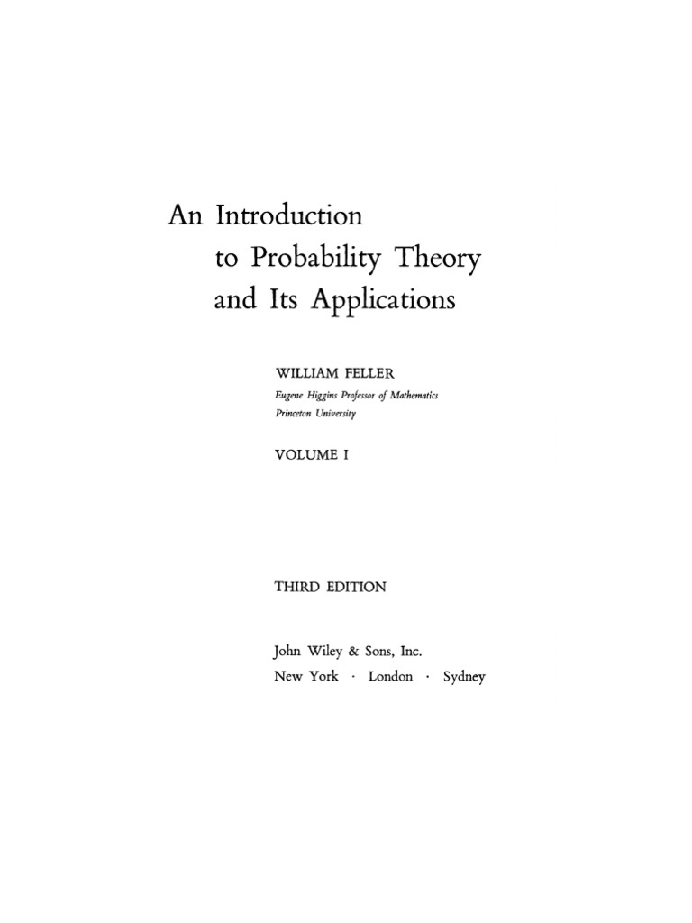 An Introduction To Probability Theory and Its Applications. Vol. 1. 3rd ...