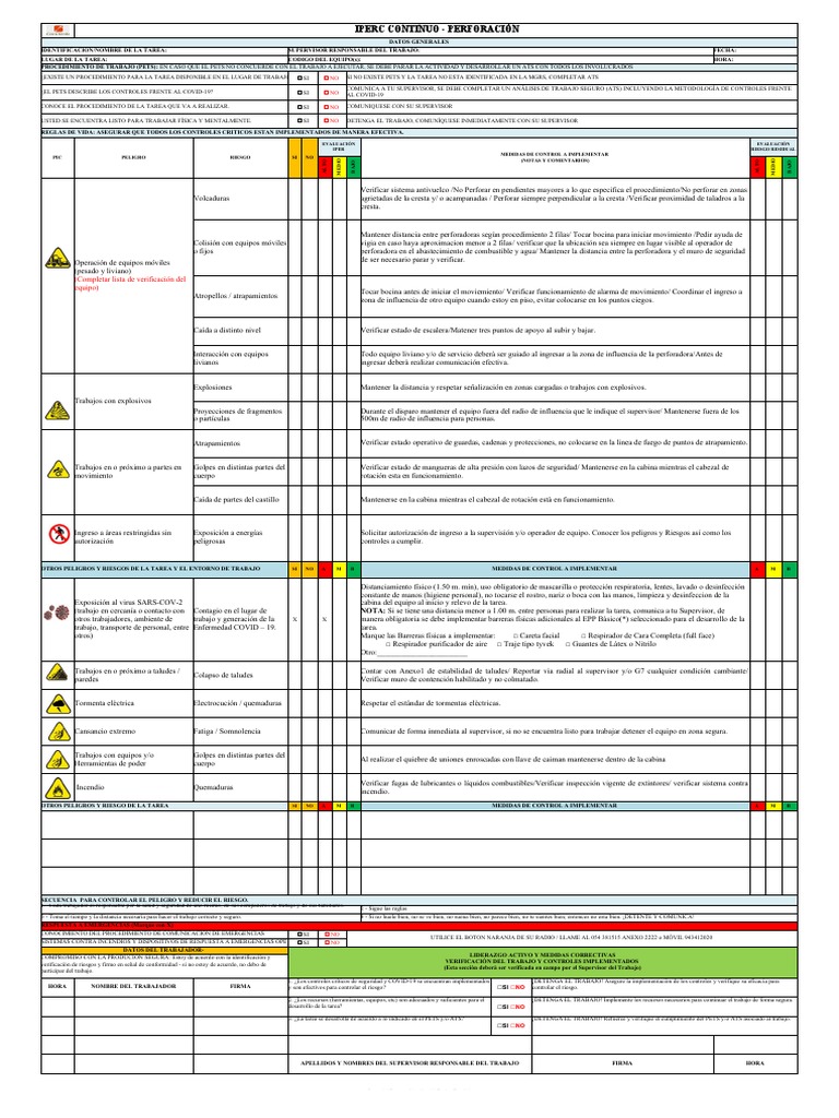 Formato #04 IPERC Continuo Perforación - v.02 | PDF