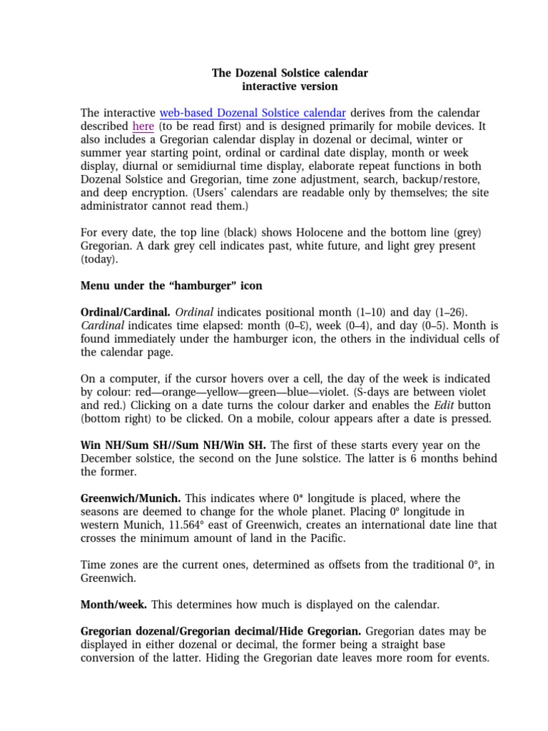 The Dozenal Solstice Calendar | PDF | Software | Computing