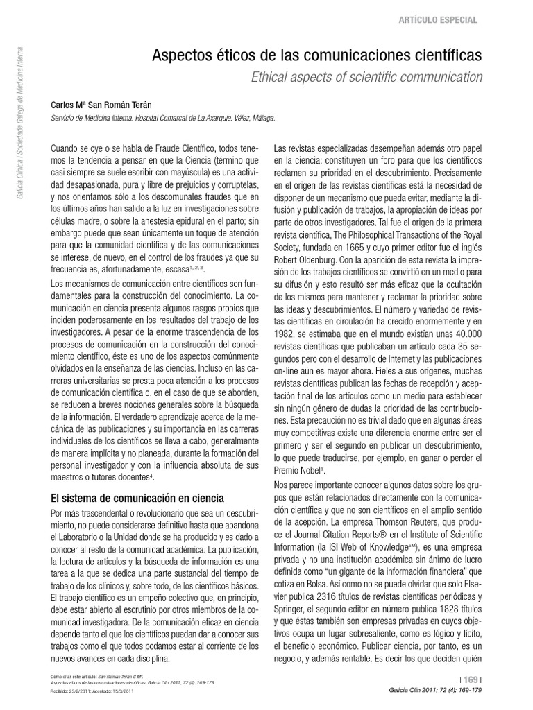Aspectos Éticos de Las Comunicaciones Científica | PDF | Publicación Académica | Revisión por pares