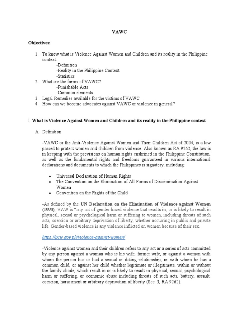 VAWC Discussion | PDF | Violence | Domestic Violence