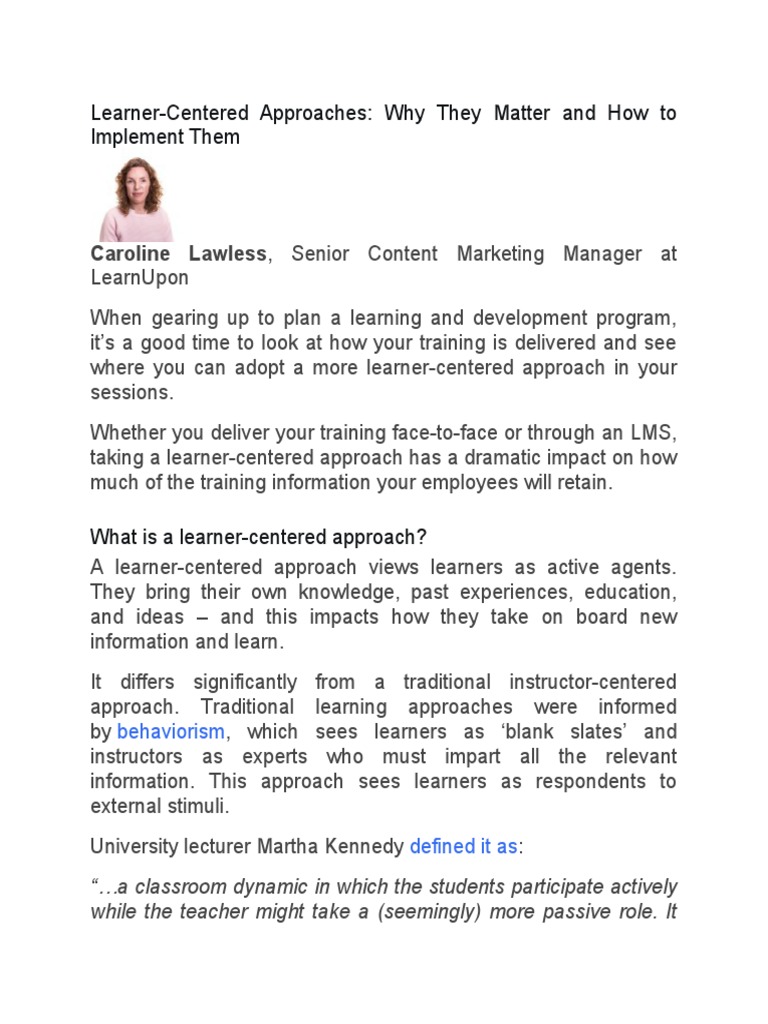 Learner Centered Approach Pdf Learning Theory Education Learning