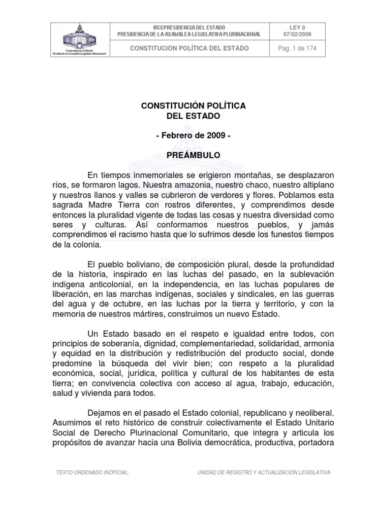 Constitución Política de Bolivia 2009 | PDF | Derecho laboral | Bolivia