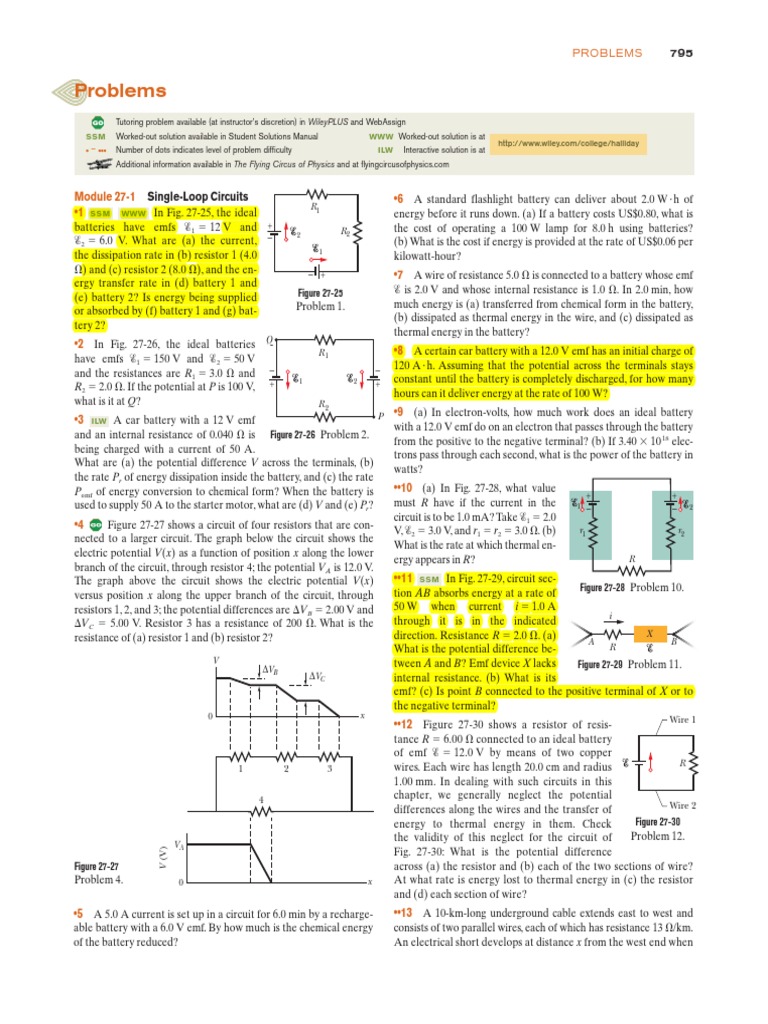 Bài Tập Chapter 27 - 1-8-11 | PDF | Resistor | Electrical Resistance ...