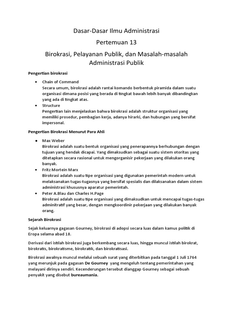 Dasar-Dasar Ilmu Administrasi PT 13 | PDF