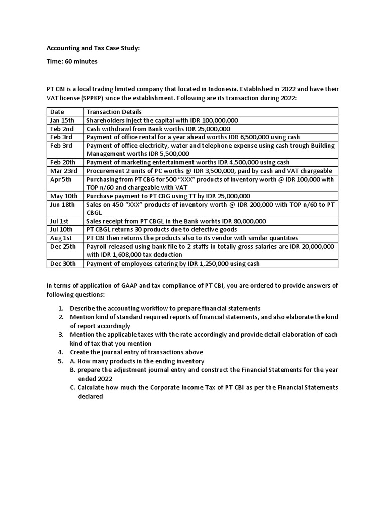 Assessment Test - Accounting and Tax PDF | PDF