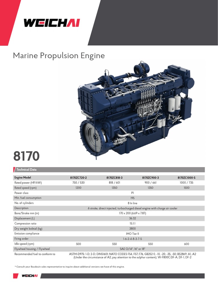 Weichai - 8170 Series - Technical Data Sheet PDF | PDF | Engines | Pump