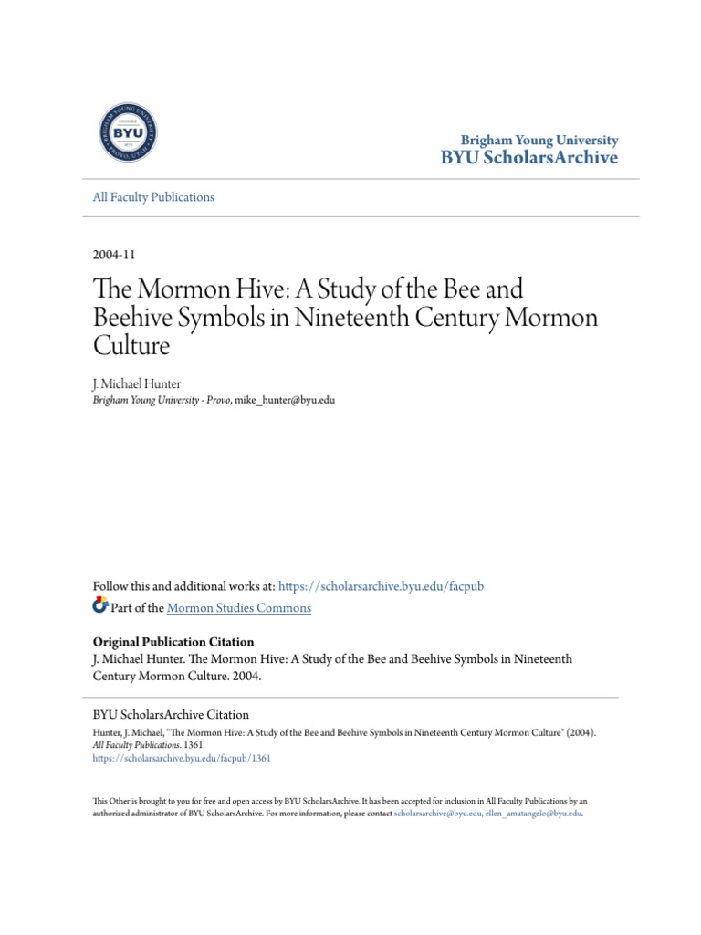 The Mormon Hive - A Study of The Bee and Beehive Symbols in Ninete PDF ...