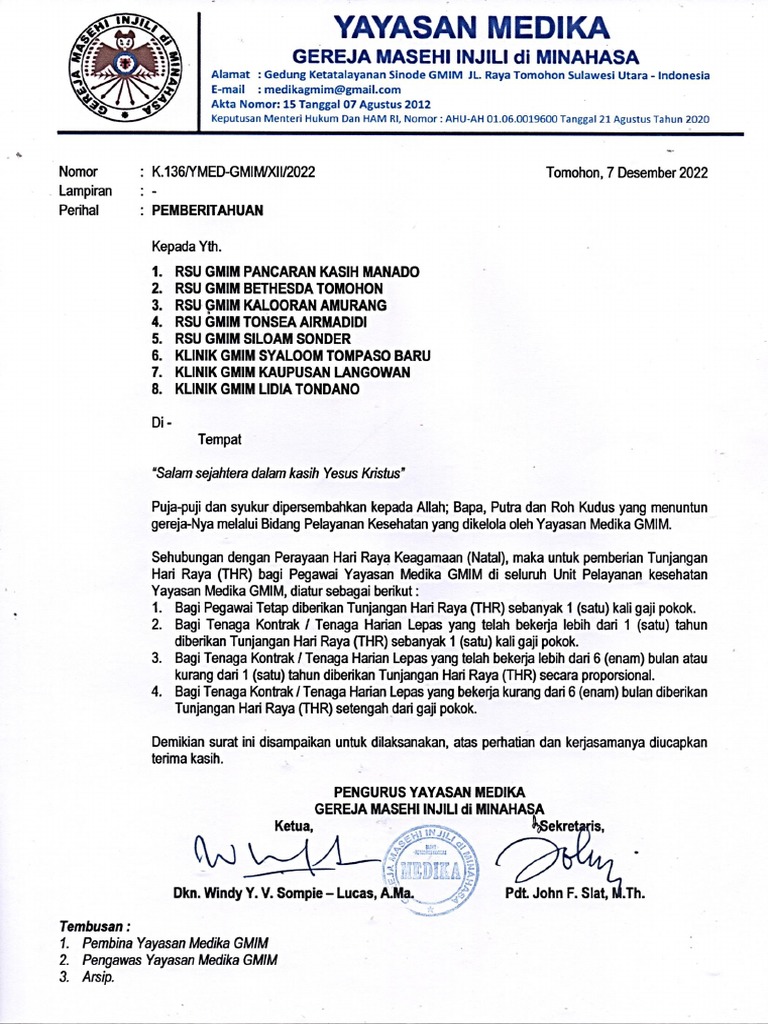 K.136 - Pemberitahuan Pemberian THR-1 PDF | PDF