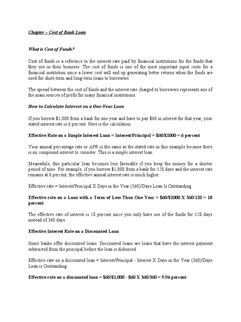 Cost of Bank Loan | PDF | Line Of Credit | Finance & Money Management