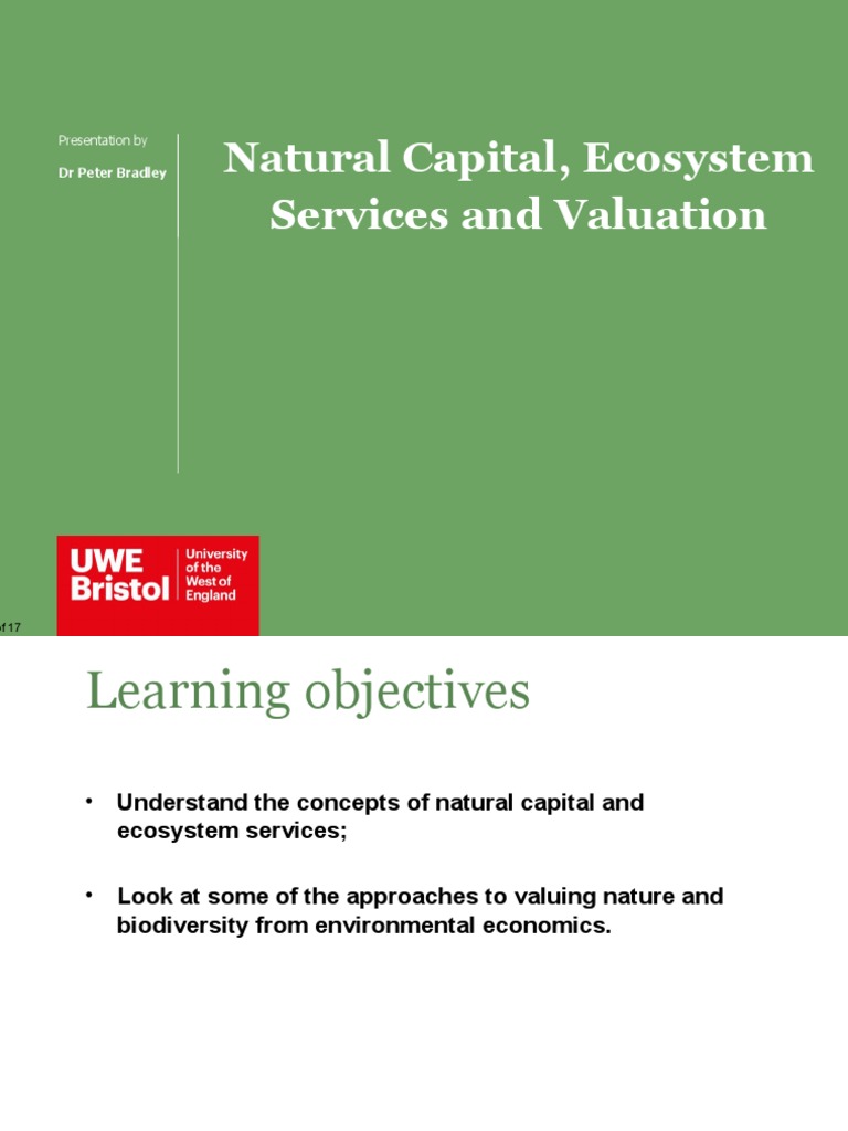 Lecture 4 Natural Capital, Ecosystem Services and Valuation | PDF ...