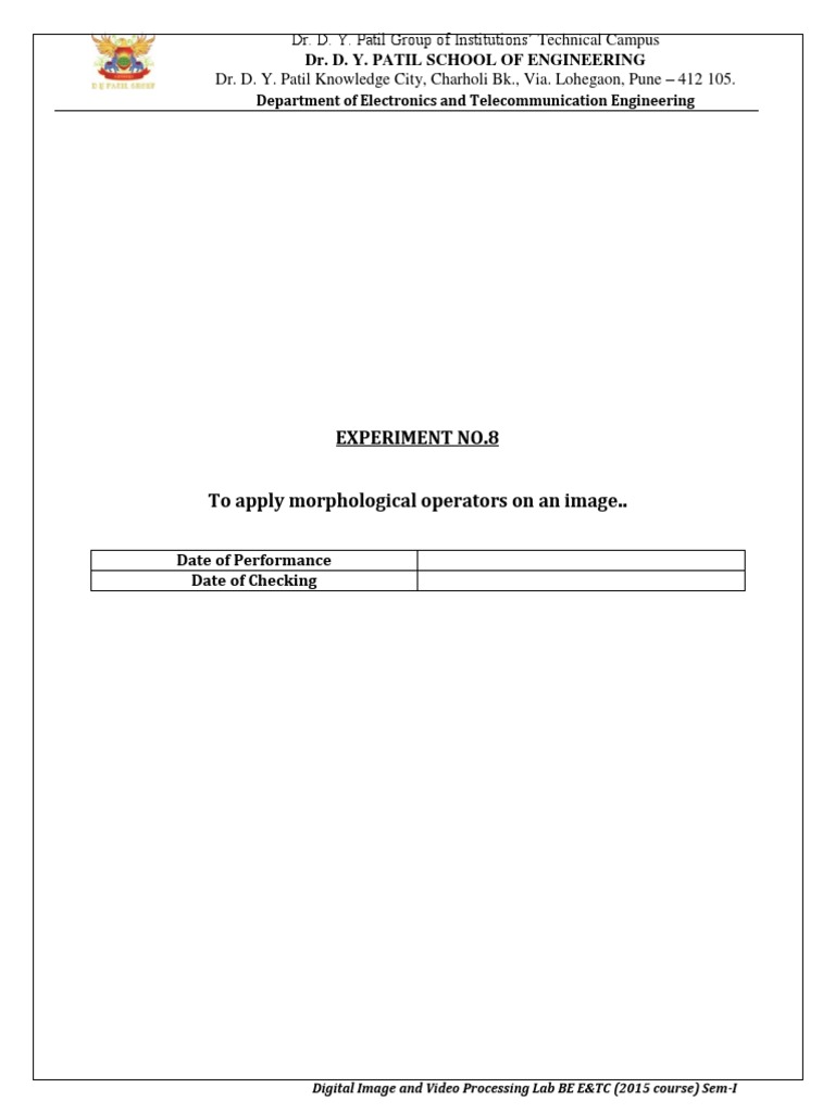 Expt 8 Morphssp | PDF | Computer Science | Multidimensional Signal Processing