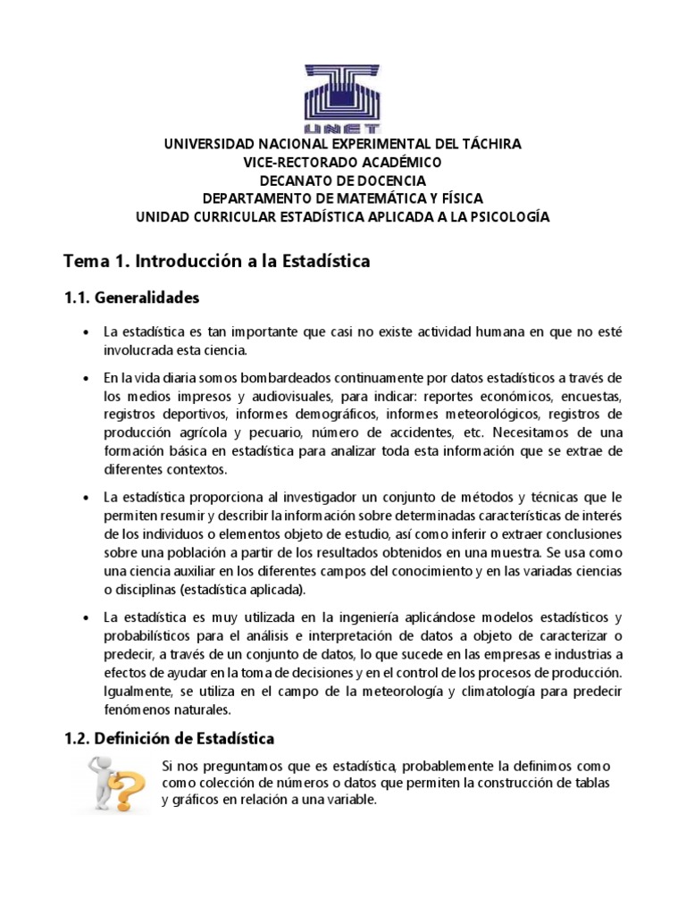 Tema 1. Introducción A La Estadística PDF | PDF | Estadísticas | Muestreo (Estadísticas)