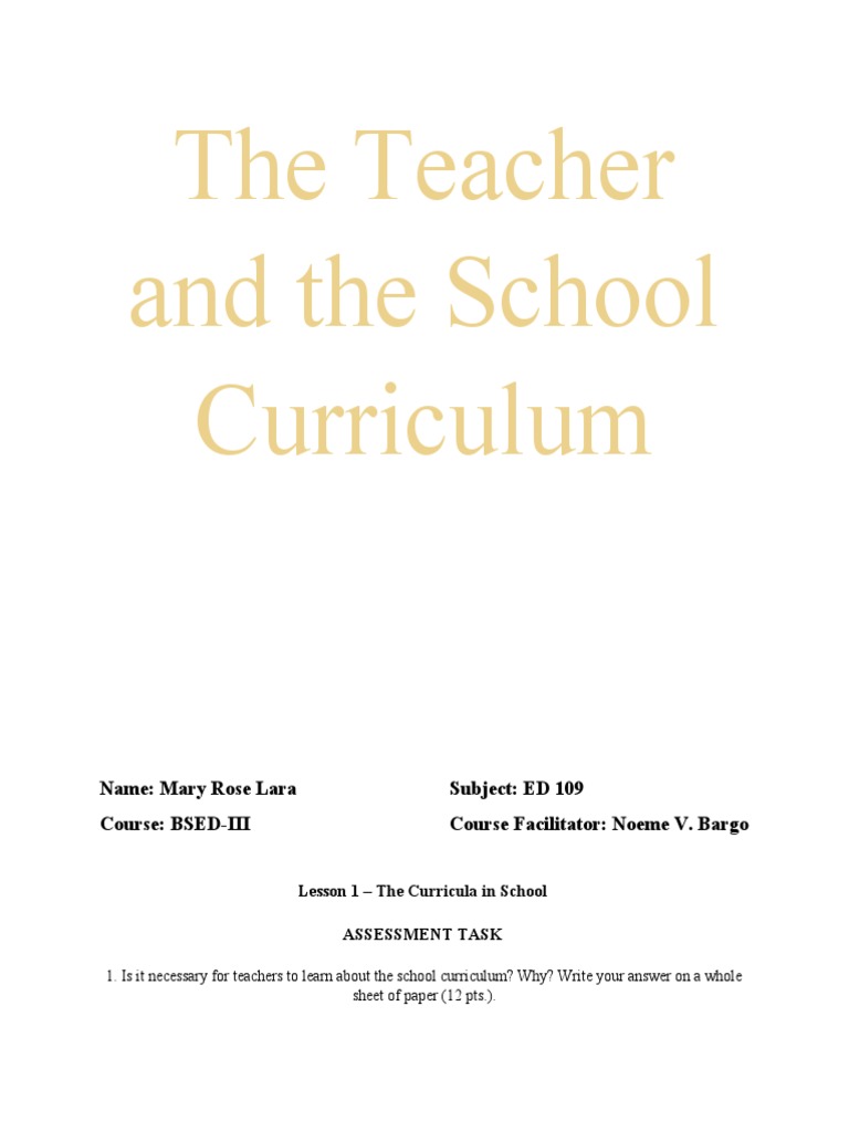 The Teacher as a Curricularist: Understanding the Importance of School ...