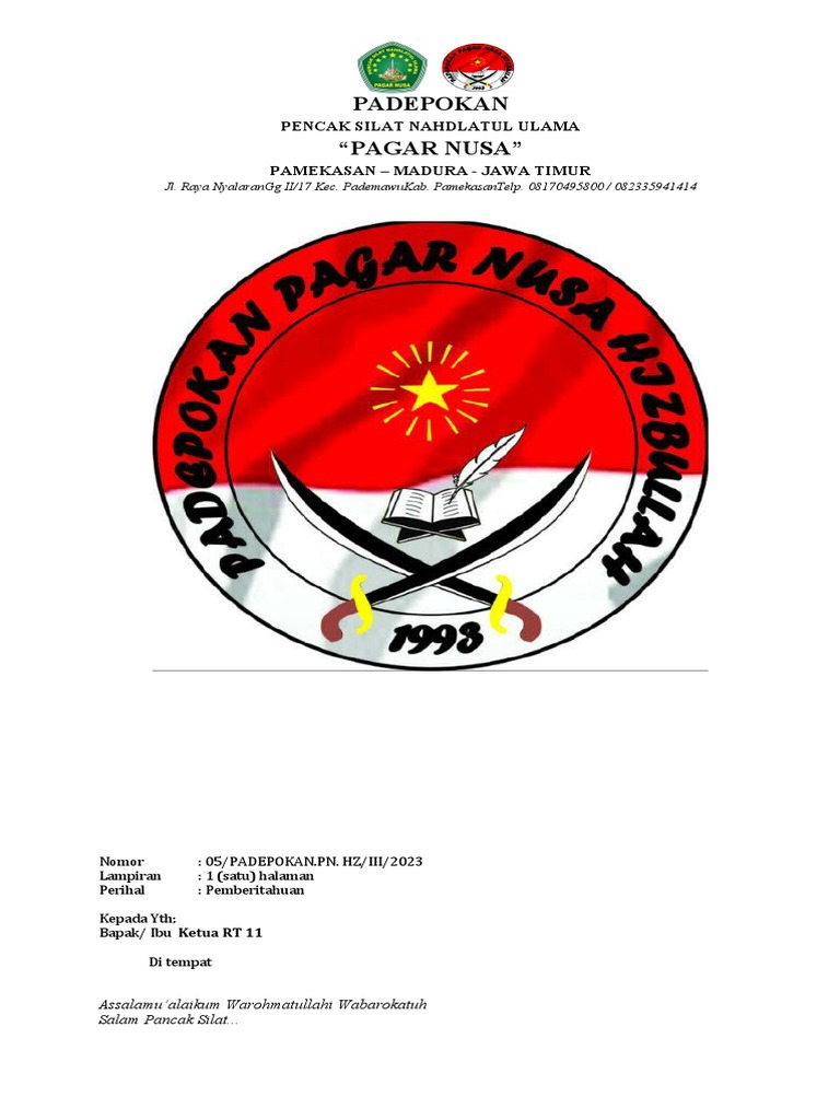 Surat Pemberitahuan RT | PDF