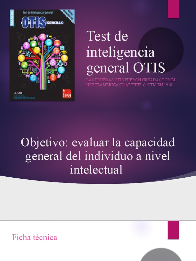 Test de Inteligencia General OTIS | PDF | Inteligencia | Validez ...