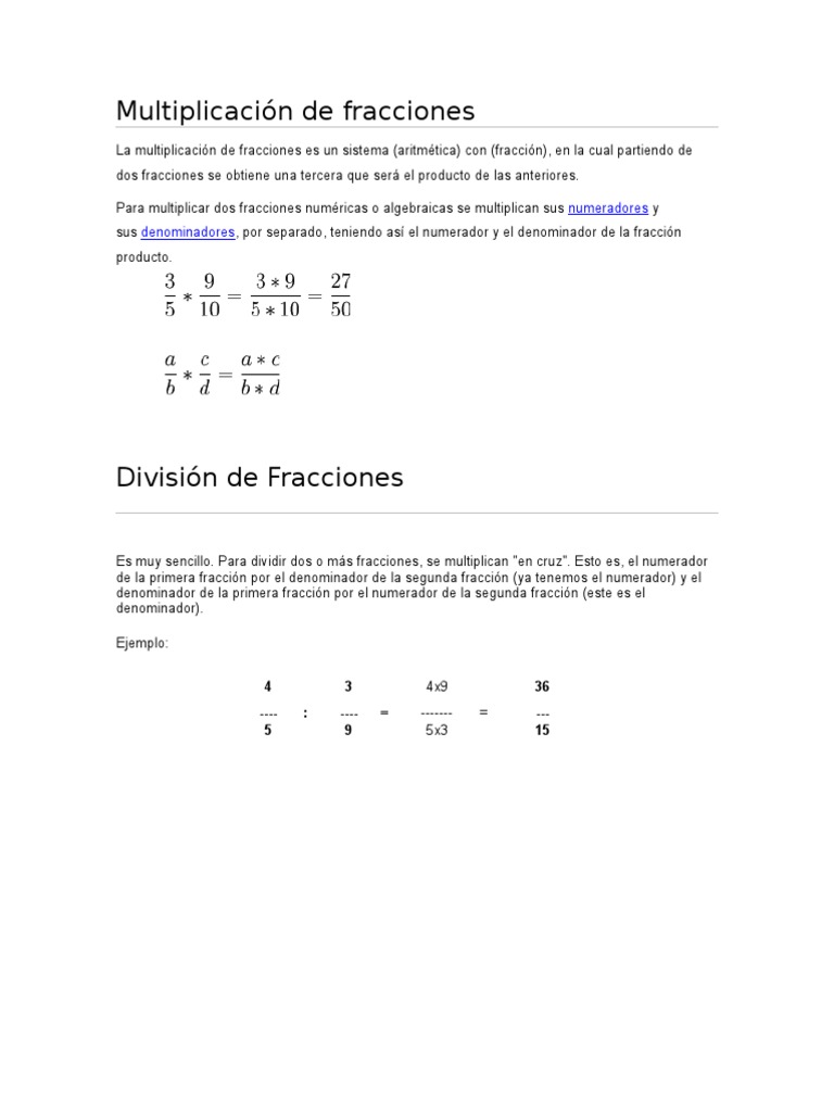 Multiplicación de Fracciones