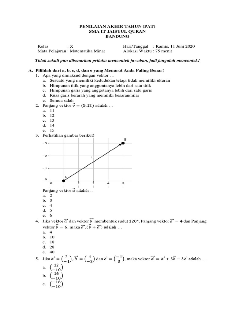 Soal Pat Matematika Minat 10 | PDF